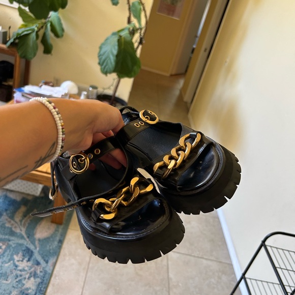 Paul Mitchell | Shoes | Paul Mitchell Black And Gold Chunky Platform ...